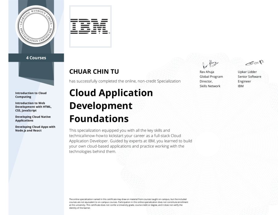 Certified Cloud Application Development Foundations - Eric Chuar