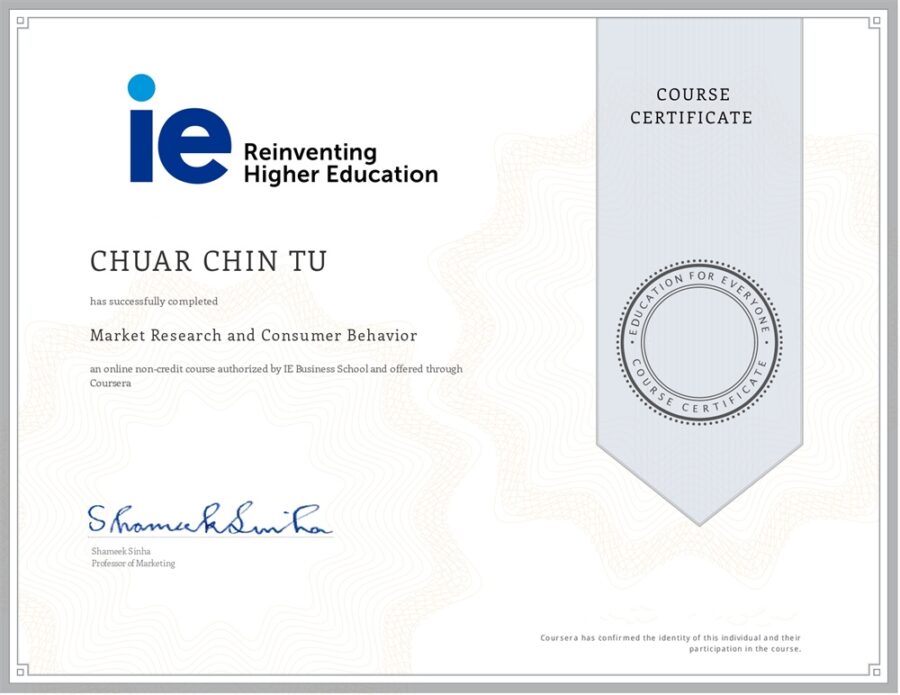 Certified Market Research and Consumer Behavior - Eric Chuar